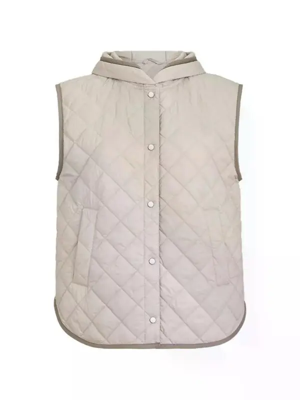 Brunello Cucinelli Lightweight Matte Nylon Quilted Vest With Hood - Neutrals