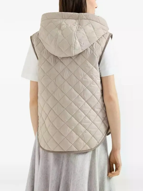 Brunello Cucinelli Lightweight Matte Nylon Quilted Vest With Hood - Neutrals