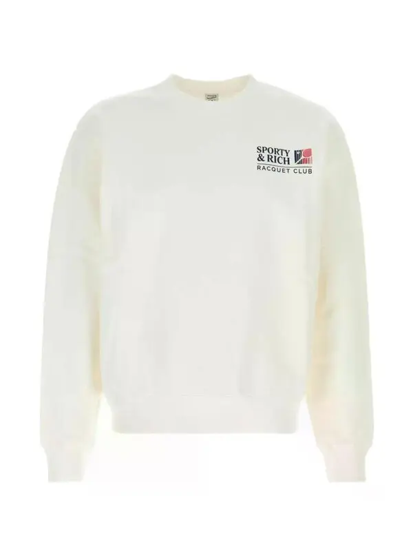SPORTY & RICH Logo-print Cotton Sweater - Neutrals