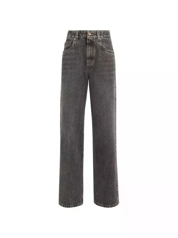 Brunello Cucinelli Dark Washed Denim Loose Fit Trousers - Charcoal