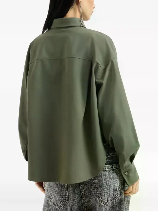 Brunello Cucinelli Tropical Luxury Wool Shirt With Shiny Tab