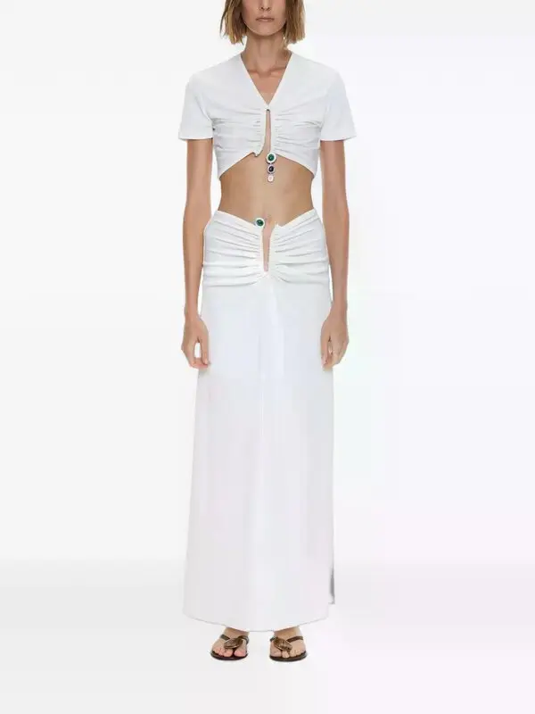 Christopher Esber Droplet Ruched Crystal-pendant T-shirt