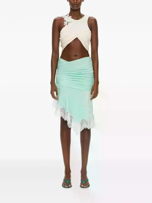 Christopher Esber Incline Lace-trimmed Gathered Midi Skirt
