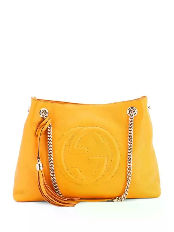 Gucci Soho Chain Strap Leather Large Shoulder Bag - Orange