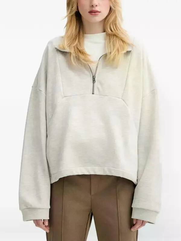 GESTUZ Half-zip Funnel Neck Sweatshirt - Grey