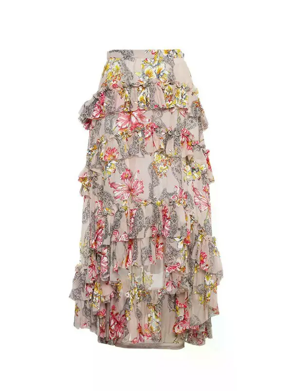 Philosophy Di Lorenzo Serafini Floral Ruffle Skirt - Neutrals
