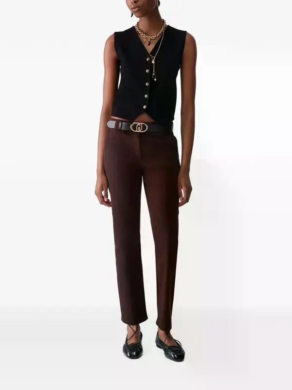Liu Jo Logo Embroidered Straight-leg Jeans - Brown