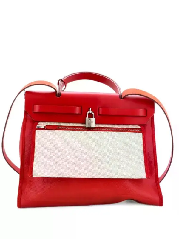 Hermès Herbag Zip Berline Vache Canvas And Leather 31 Shoulder Bag