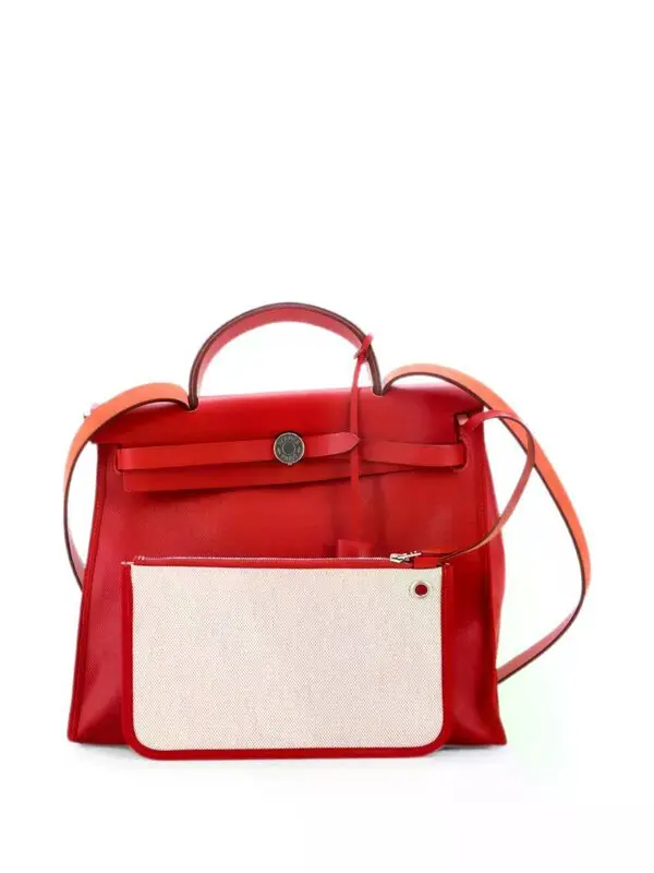 Hermès Herbag Zip Berline Vache Canvas And Leather 31 Shoulder Bag