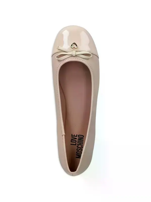 Moschino Patent Toe Cap Ballet Flats With Bow Detail