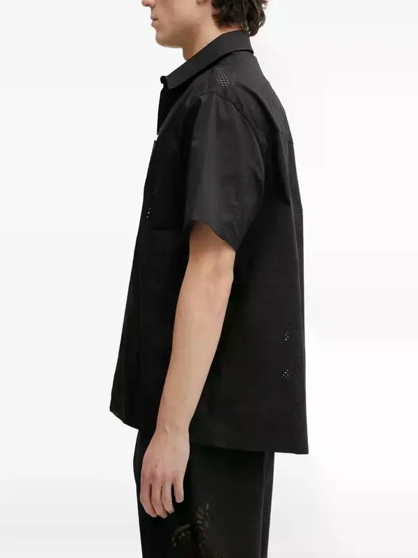 HELIOT EMIL Perforated Logo-plaque Shirt