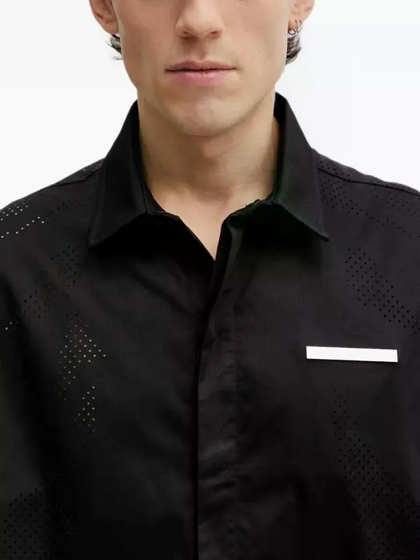 HELIOT EMIL Perforated Logo-plaque Shirt