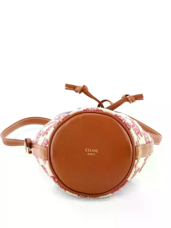 Celine Drawstring Triomphe Canvas Micro Bucket Bag - Brown