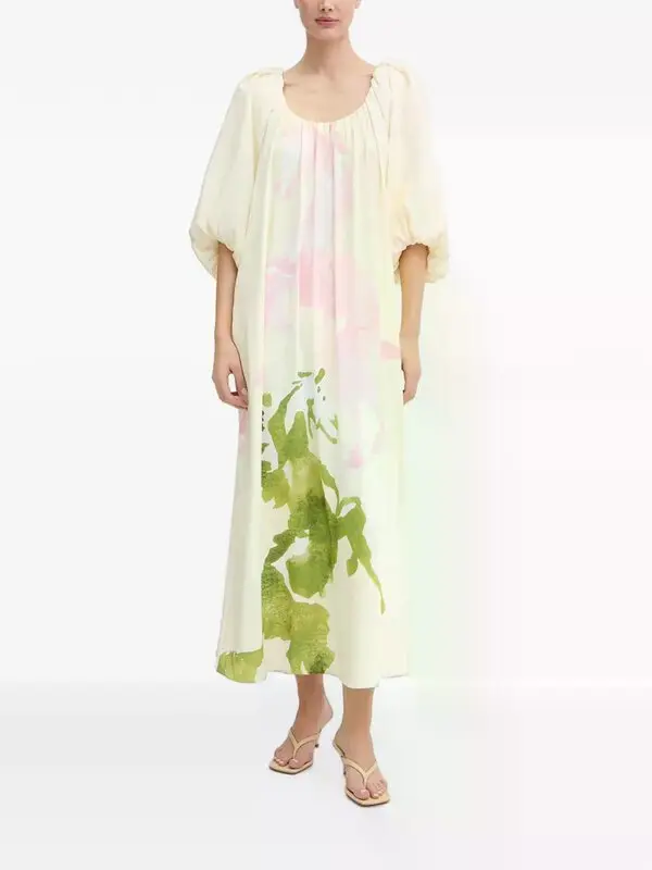 Stine Goya Printed Puff Sleeve Maxi Dress - Neutrals