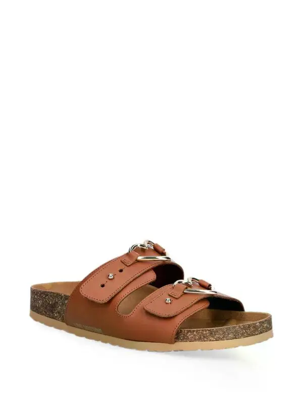 Moschino Heart-buckle Leather Slides