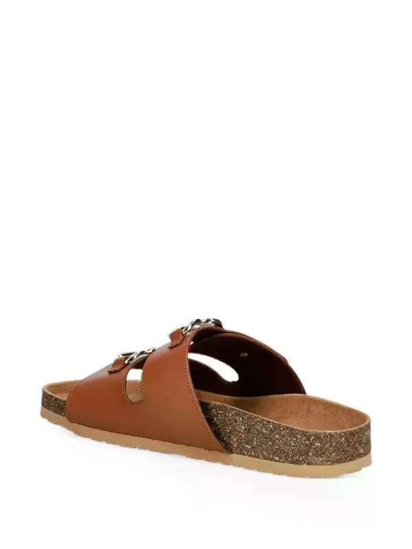 Moschino Heart-buckle Leather Slides