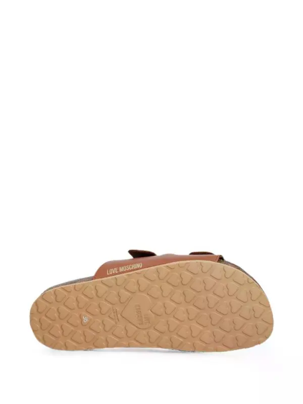 Moschino Heart-buckle Leather Slides