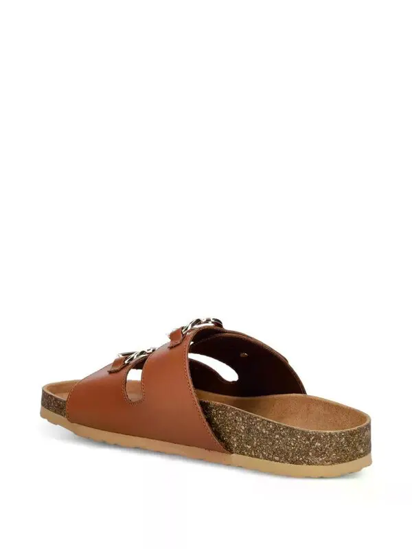 Moschino Heart Buckle Leather Slides
