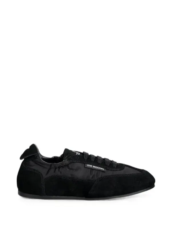 Moschino Suede-panelled Logo-tag Sneakers - Black
