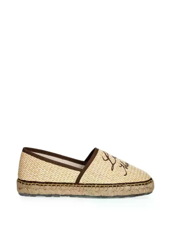 Moschino Logo-embroidered Woven Espadrilles - Neutrals