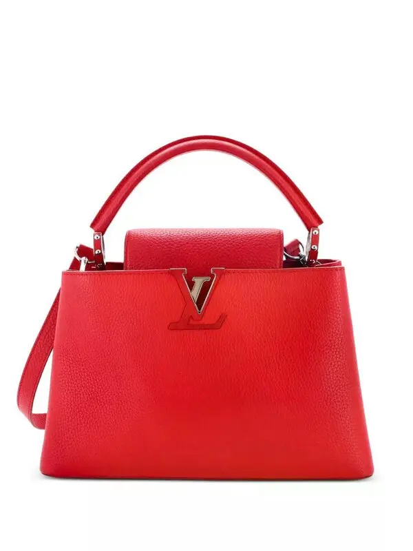 LOUIS VUITTON Capucines Leather Pm Satchel - Red