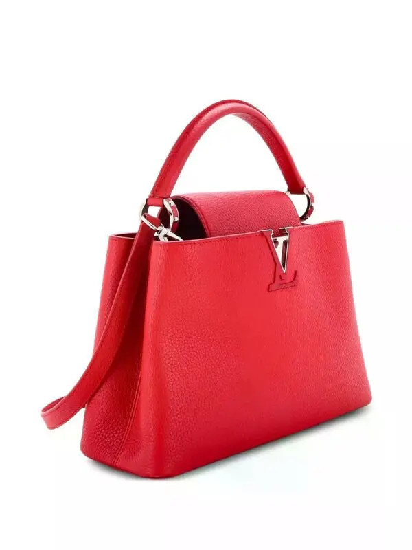 LOUIS VUITTON Capucines Leather Pm Satchel - Red