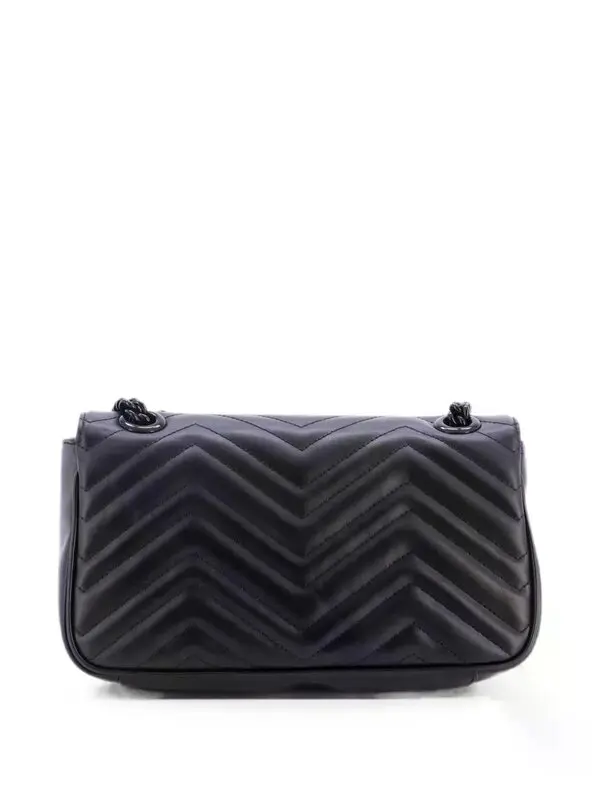 Gucci Gg Marmont Monochrome Flap Bag Matelasse Leather Small Shoulder Bag - Black