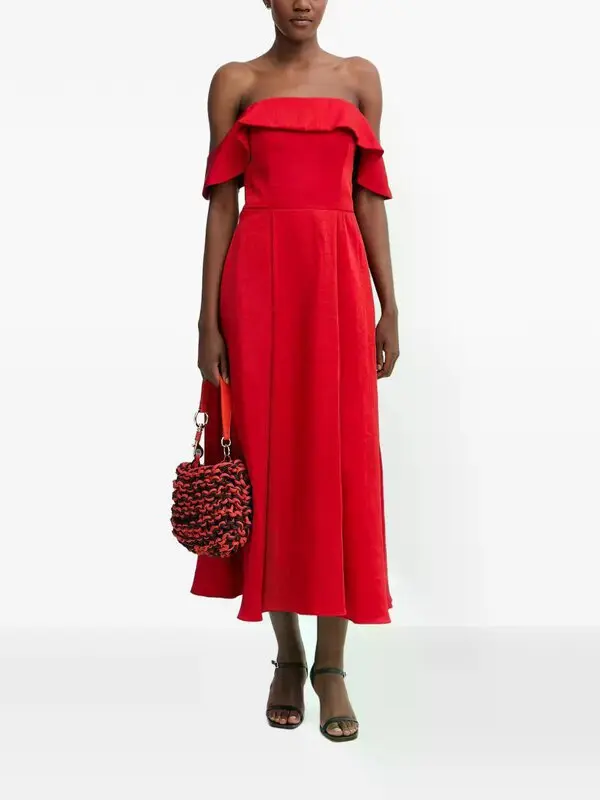 PEDRO DEL HIERRO Ruffled Off-shoulder Midi Dress