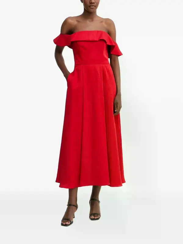 PEDRO DEL HIERRO Ruffled Off-shoulder Midi Dress