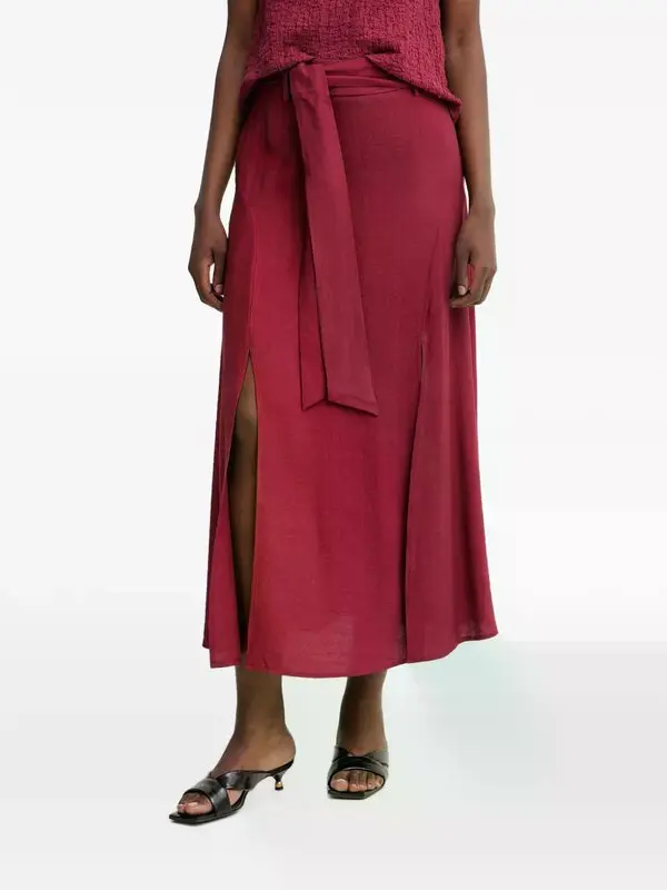 PEDRO DEL HIERRO Belted Side-slit Maxi Skirt - Red