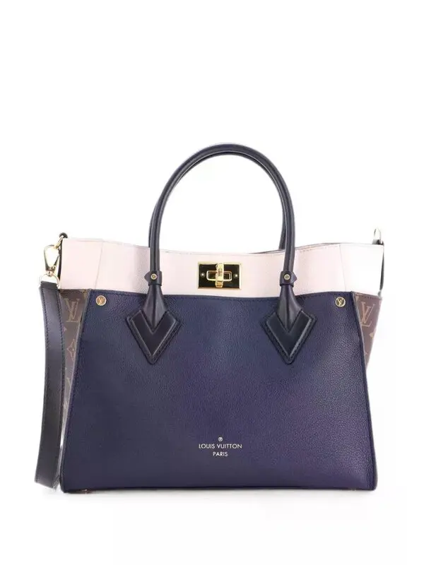 LOUIS VUITTON On My Side Leather With Monogram Canvas Mm Tote Bag - Blue