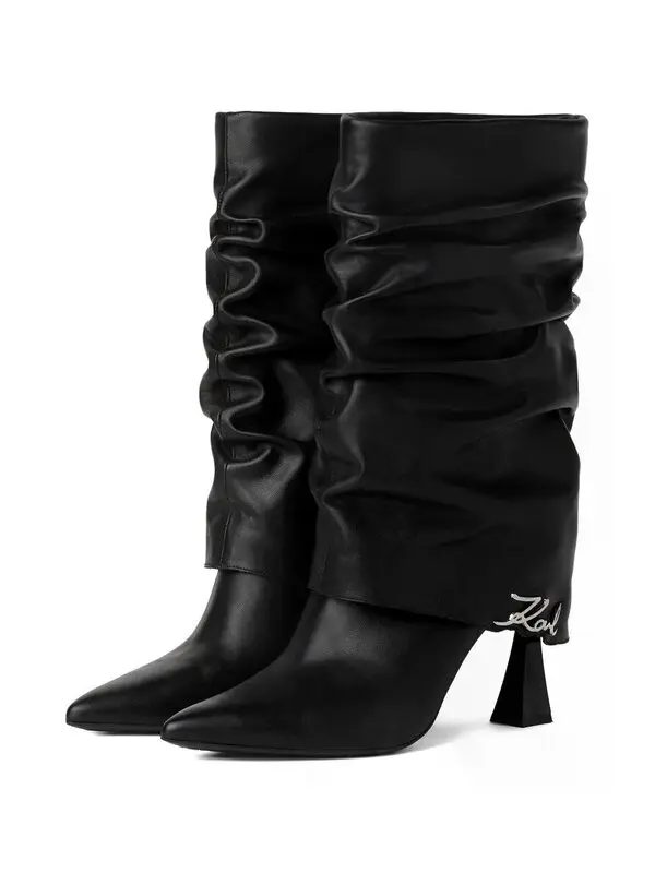 Karl Lagerfeld Debutante Midi Slouch Boots - Black