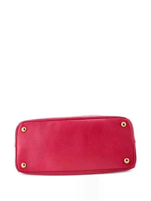 Prada Saffiano Leather Double Zip Tote Bag - Pink