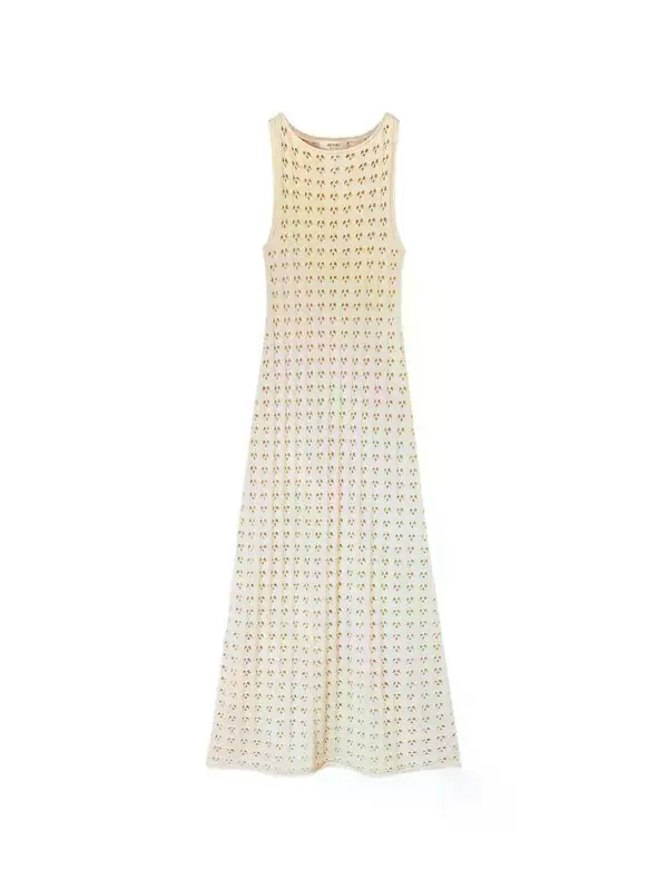 RETORI Sleeveless Boat Neck Crochet Dress - Neutrals