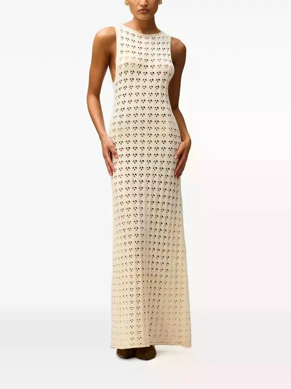 RETORI Sleeveless Boat Neck Crochet Dress