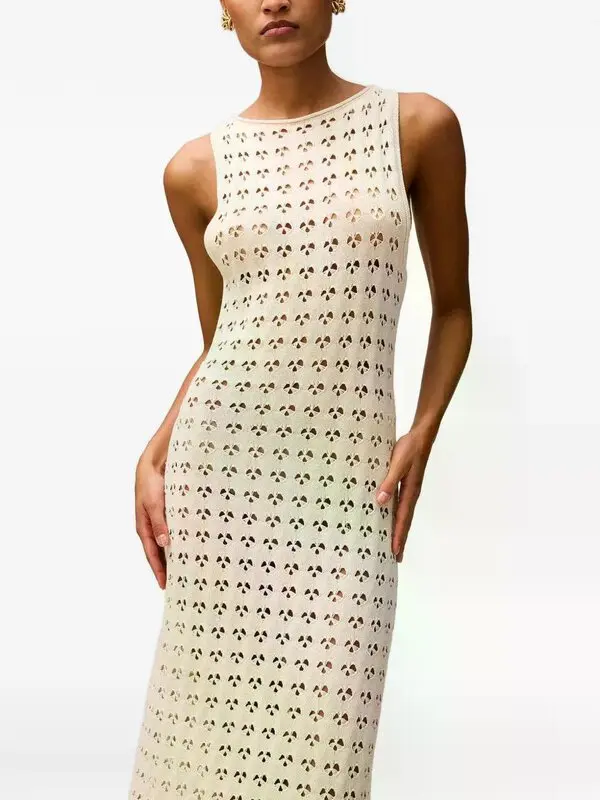 RETORI Sleeveless Boat Neck Crochet Dress