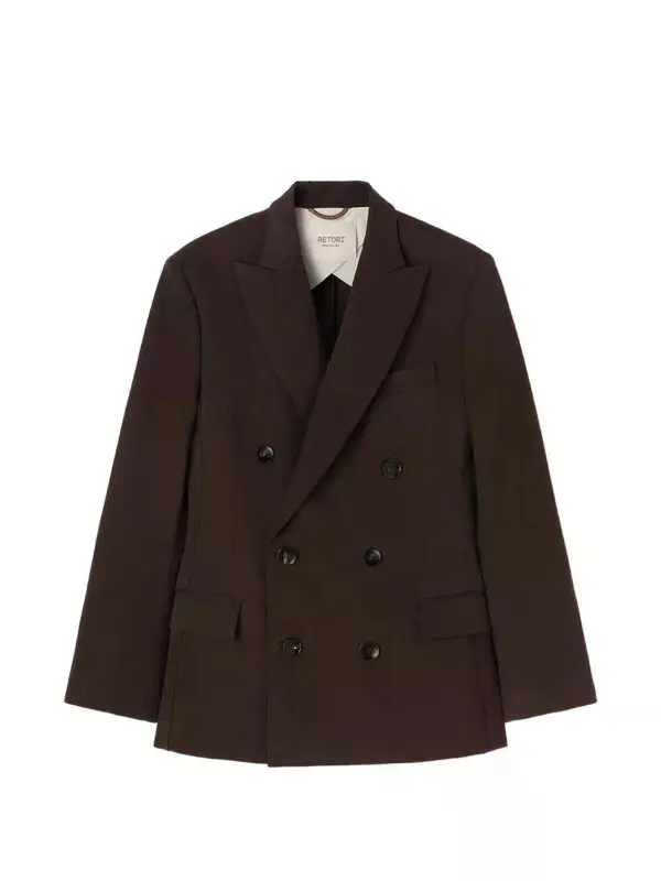 RETORI Double-breasted Linen Blazer - Brown