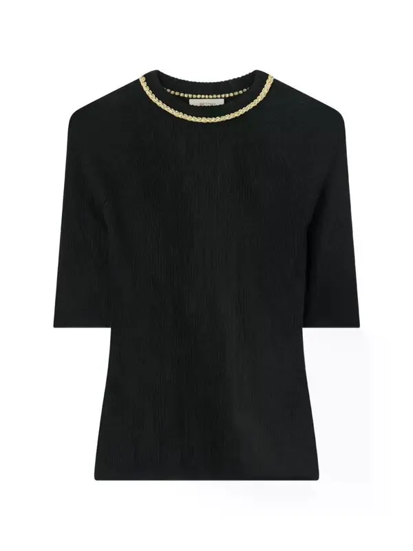 RETORI Chain-detail Rib-knit T-shirt - Black