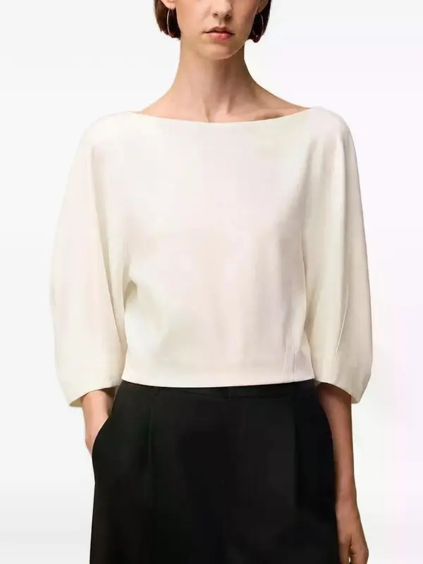 RETORI Retro Button-detailed Three-quarter Sleeve Top - Neutrals