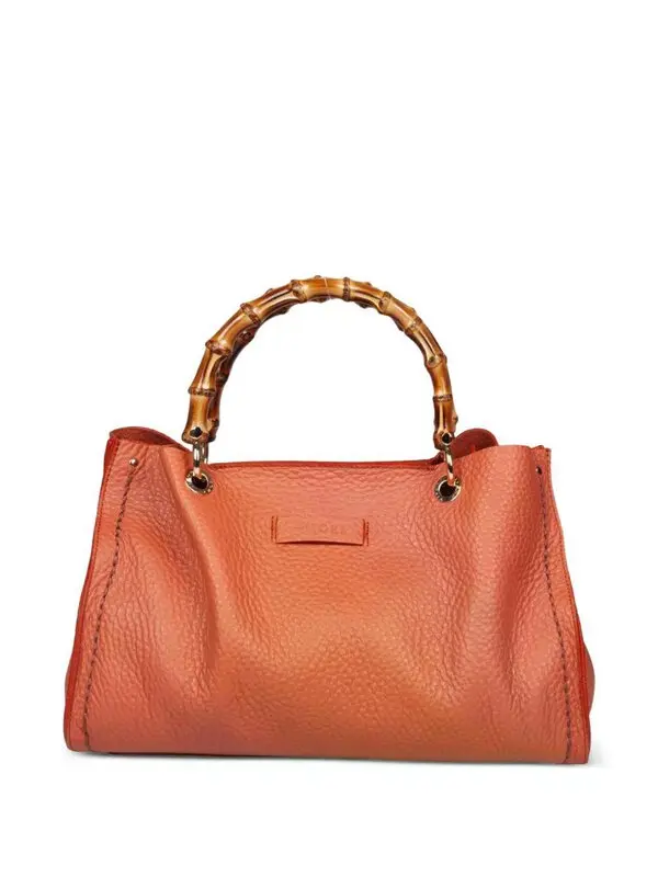 VISONA` Visona Posillipo Bamboo-handle Leather Tote Bag - Orange