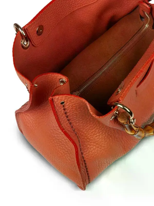 VISONA` Visona Posillipo Bamboo-handle Leather Tote Bag - Orange