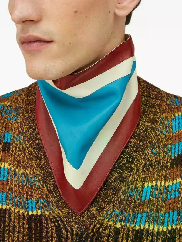 RETORI Color-block Leather Bandana Scarf