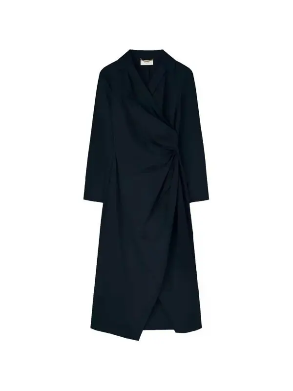 RETORI Long-sleeve Draped-front Cotton Midi Dress