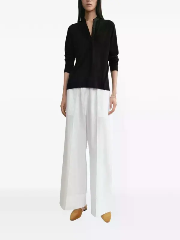 TOTEME Fine Knit Band Collar Button-placket Sweater