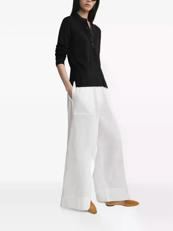 TOTEME Fine Knit Band Collar Button-placket Sweater