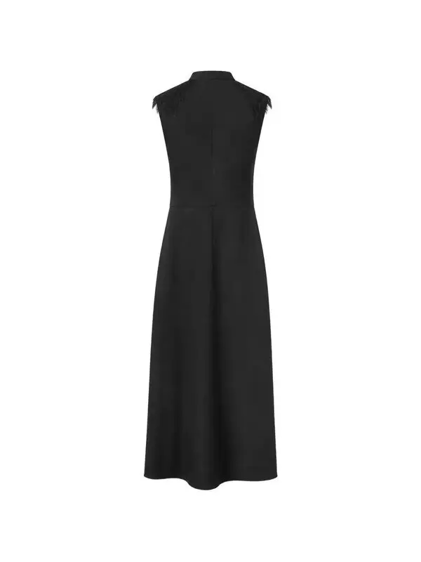 RETORI Retrofeather-trimmed V-neck Midi Dress