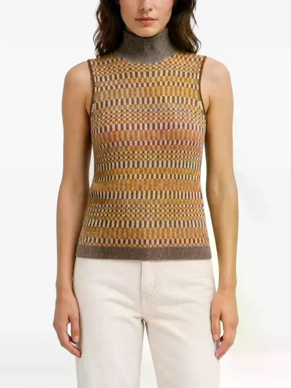 RETORI Micro-check-stitch Sleeveless Top