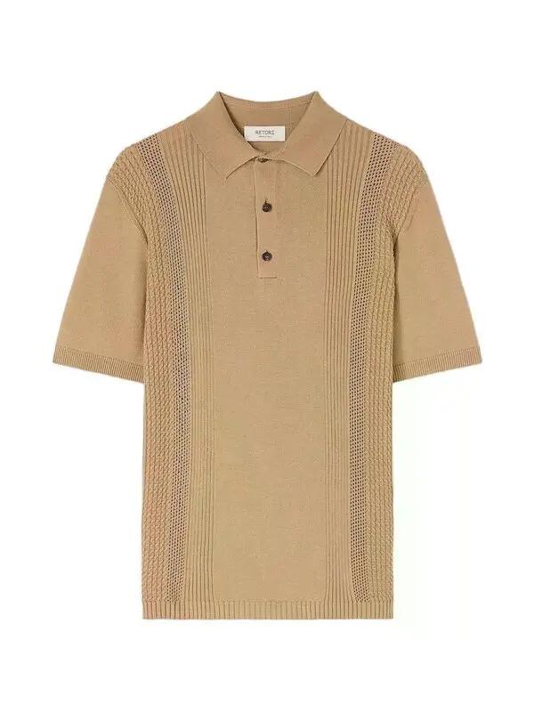 RETORI Mixed-stitch Knit Polo Shirt