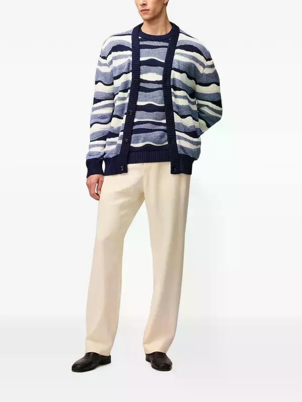 RETORI Waves-jacquard Knit Cardigan