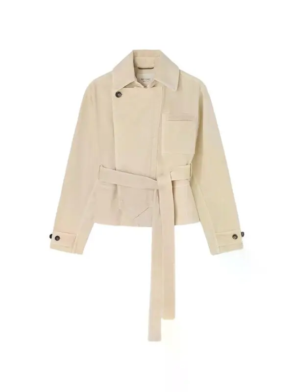 RETORI Retro Denim Jacket With Belt Detail - Neutrals